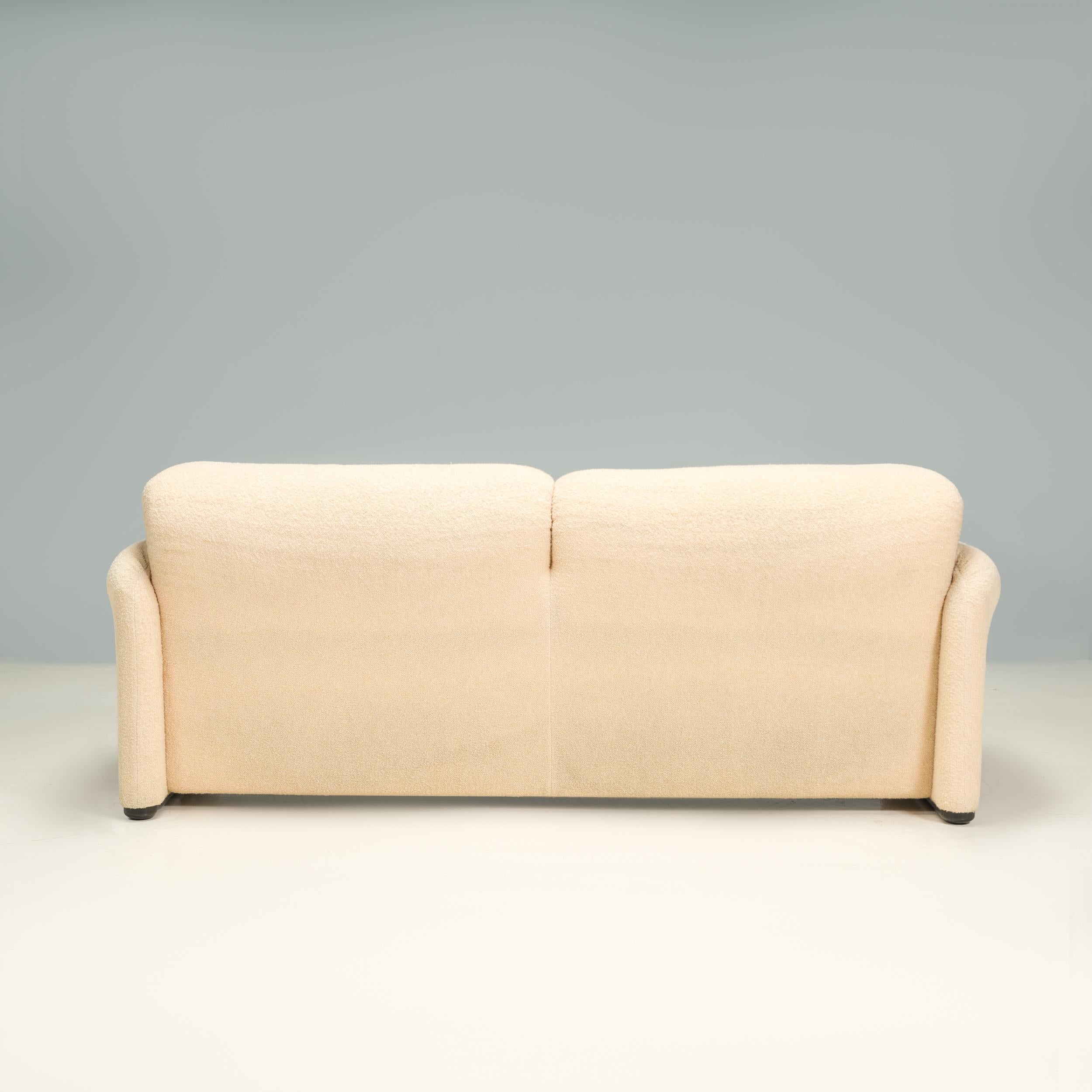 Cassina by Vico Magistretti Maralunga Cream Boucle 2-Seater Sofa For ...