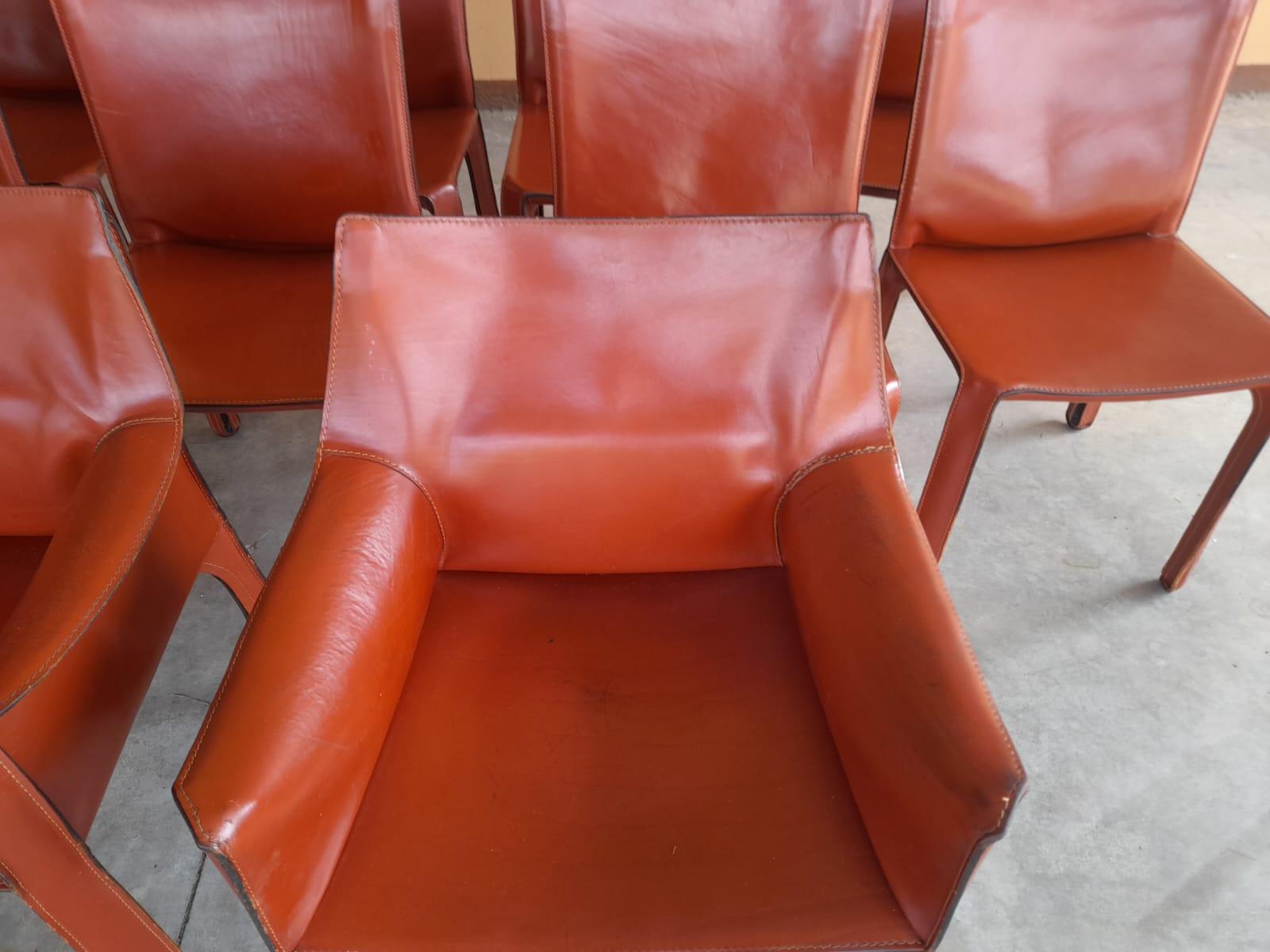 Cassina Cab Model Two Armchairs And Eight Chairs For Sale At 1stdibs