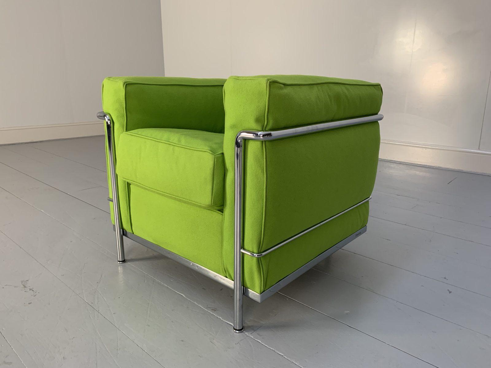 Cassina “LC2” Le Corbusier Armchair – In Lime Green Wool For Sale at ...