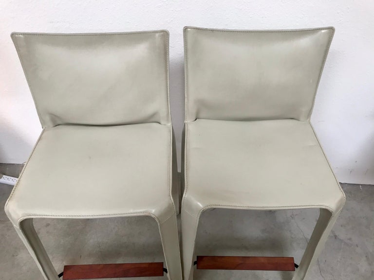 Cassina Leather Bar Stools by Mario Bellini at 1stDibs