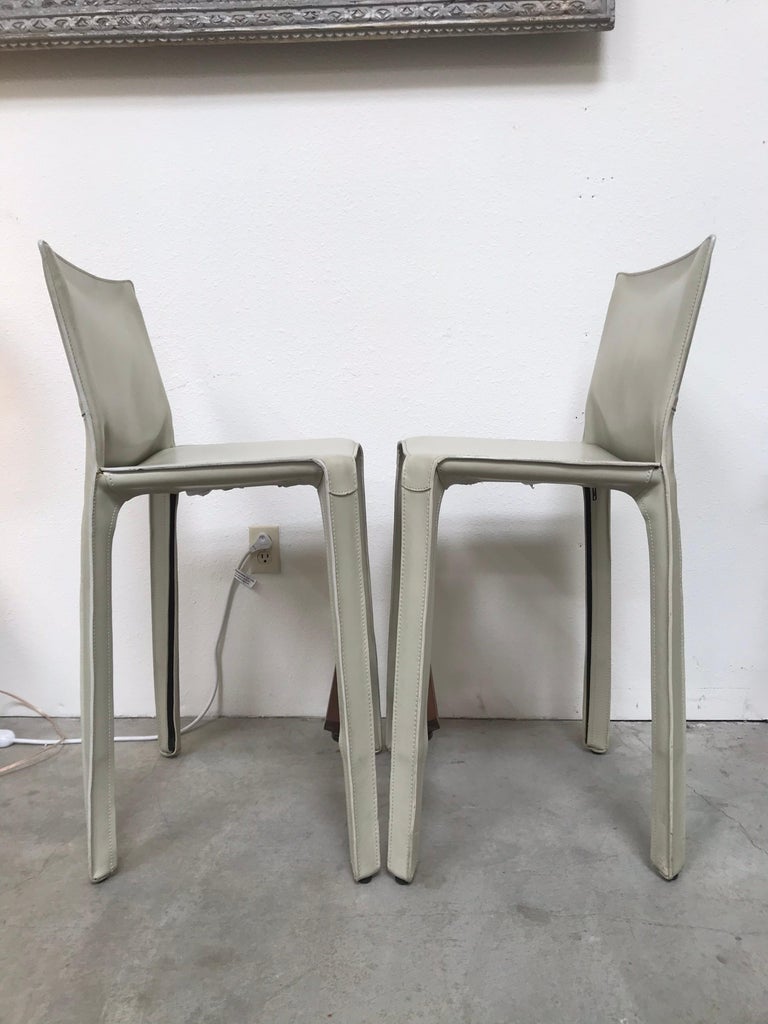 Cassina Leather Bar Stools by Mario Bellini at 1stDibs