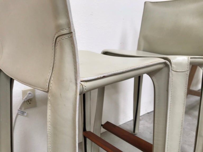 Cassina Leather Bar Stools by Mario Bellini at 1stDibs