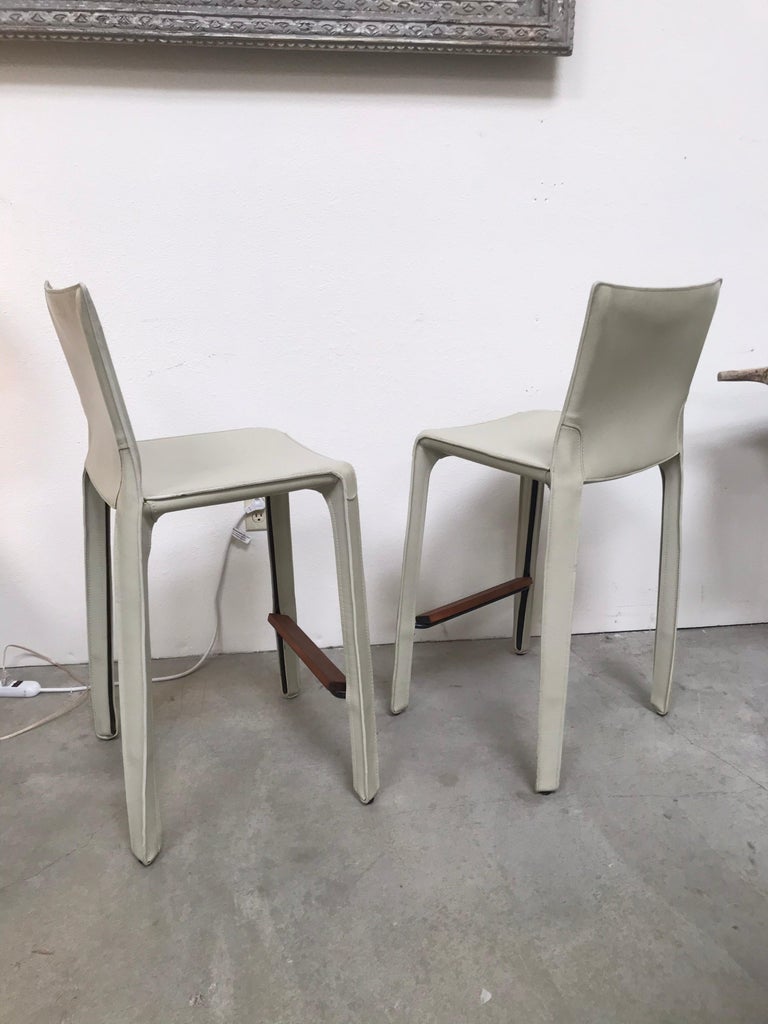 Cassina Leather Bar Stools by Mario Bellini at 1stDibs