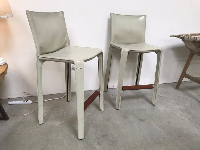 Cassina Leather Bar Stools by Mario Bellini at 1stDibs