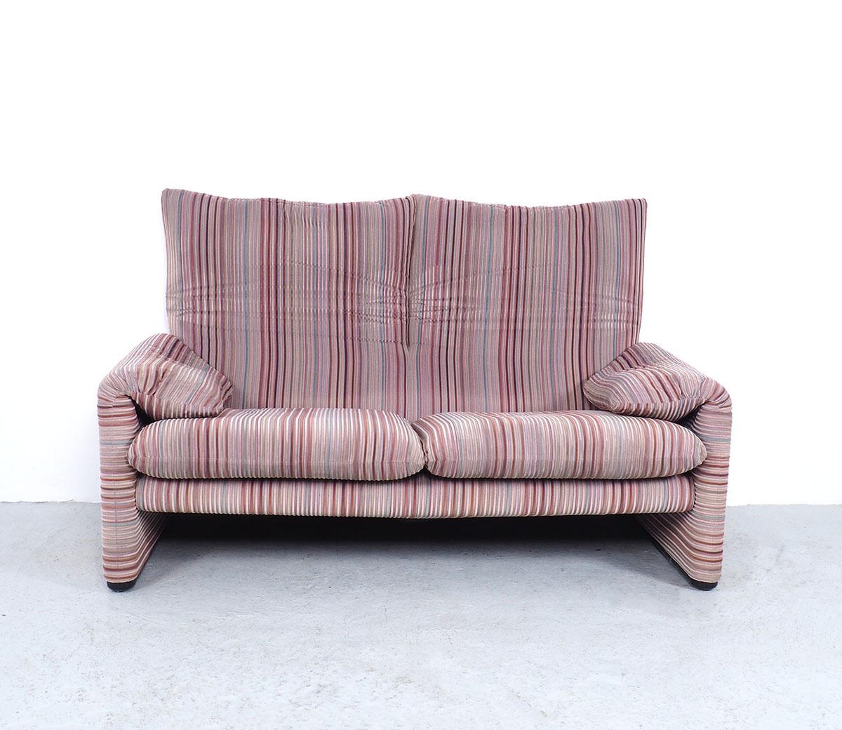 Cassina Maralunga 2-Seater Sofa Colourful Striped Velvet at 1stDibs