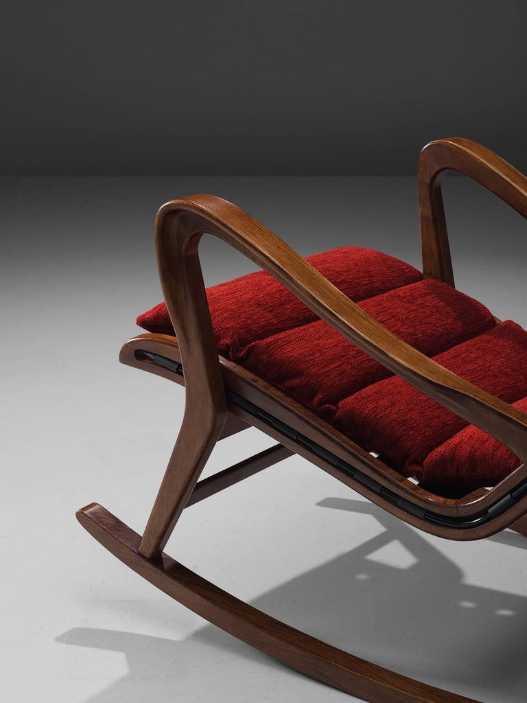 Cassina Walnut Rocking Chair, 1950s For Sale at 1stDibs