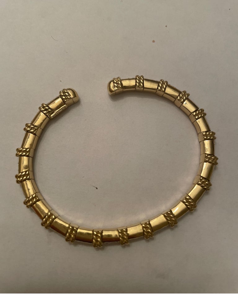 Cassis 18 Karat Yellow Gold Diamond Bangle Bracelet with Rope Accent at ...