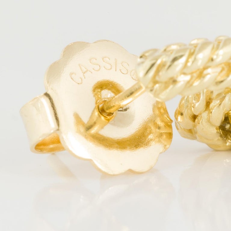 Cassis Yellow Gold Diamond Dangle Earrings For Sale at 1stDibs