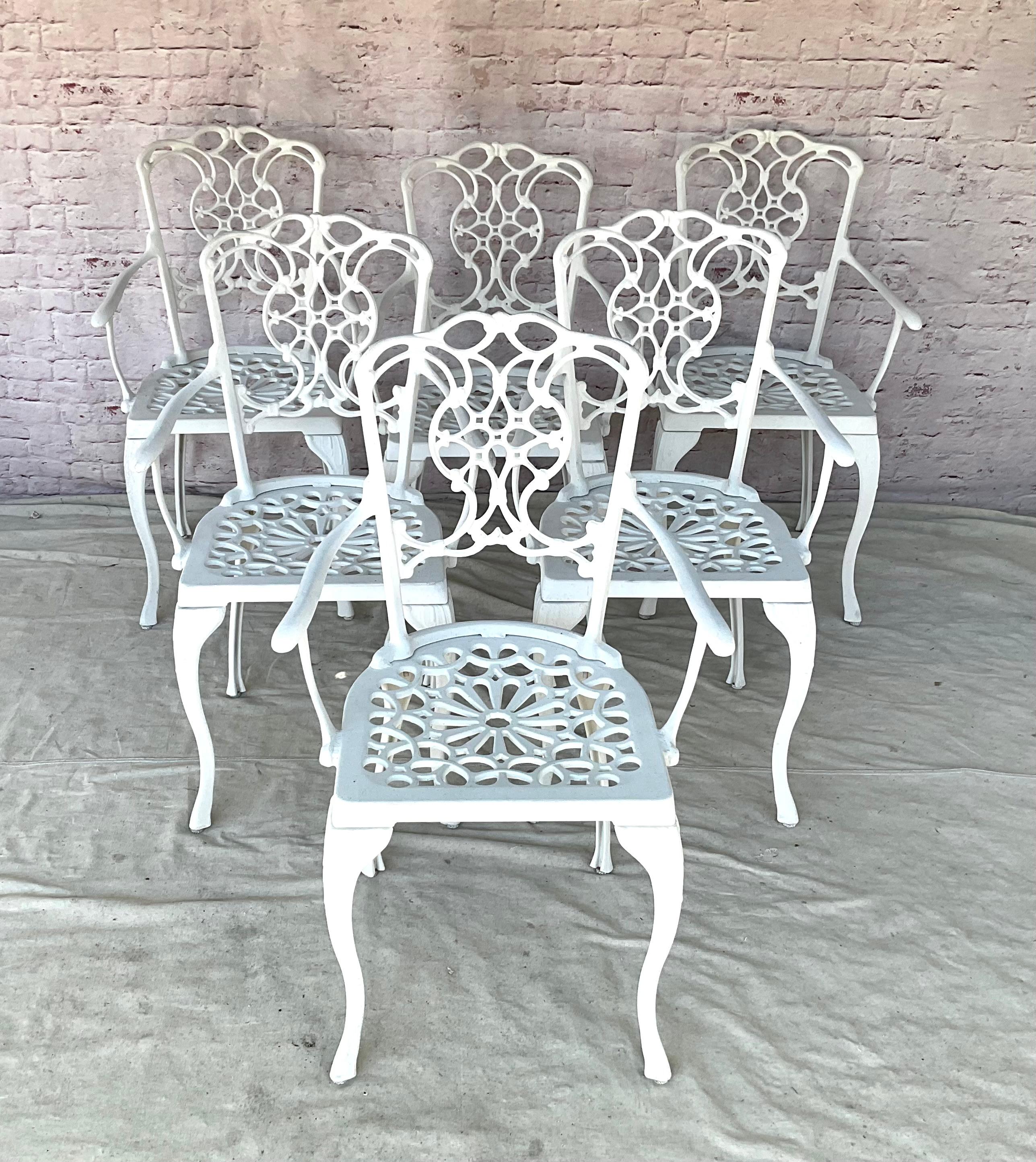 Cast Aluminum Patio Chairs, Set of Six For Sale at 1stDibs