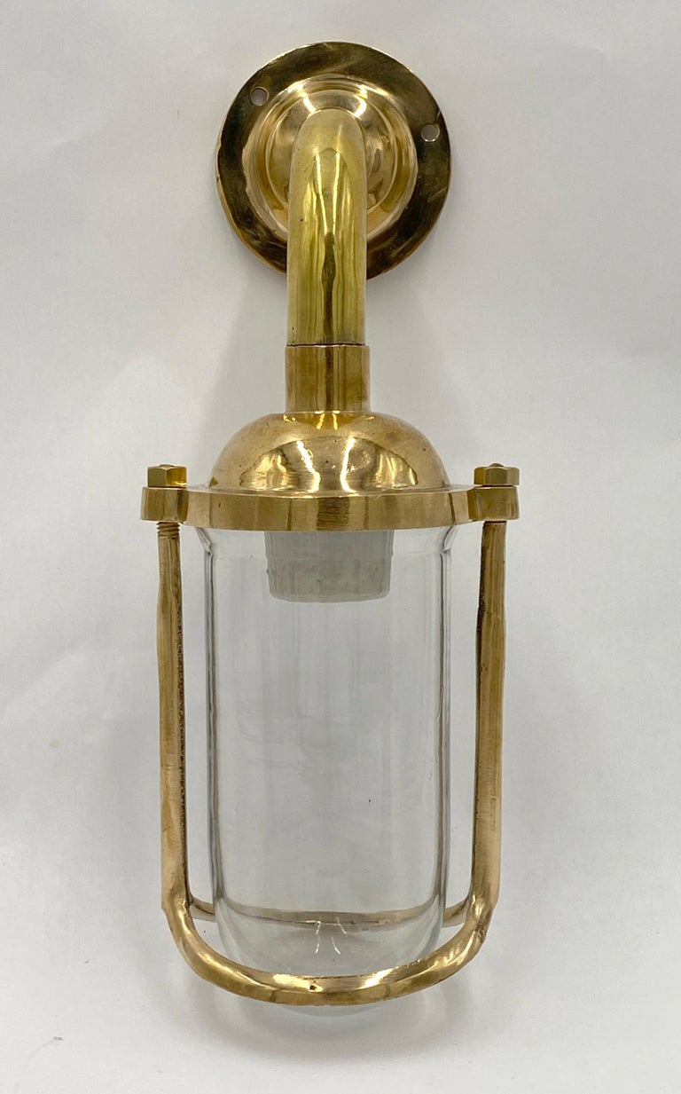 Cast Brass Glass Nautical Ship Sconce Light Qty Available For Sale at ...