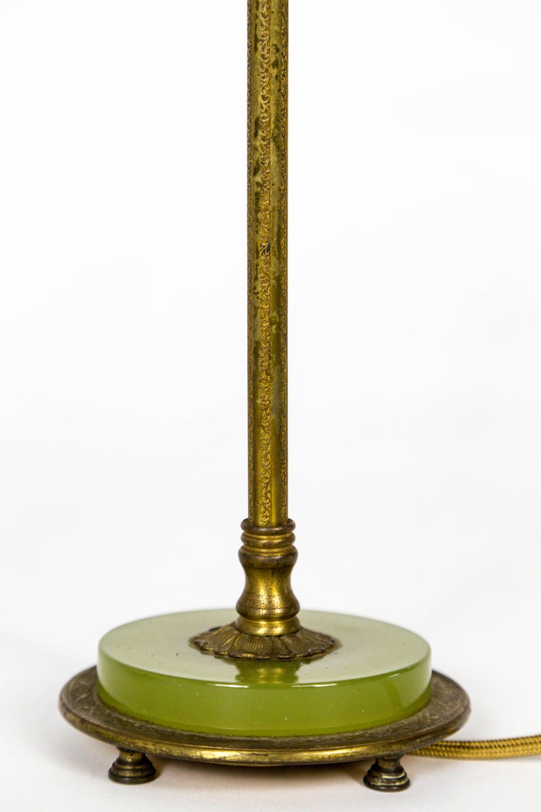Cast Brass and Green Glass Dressing Table Lamps 'Pair' at 1stDibs