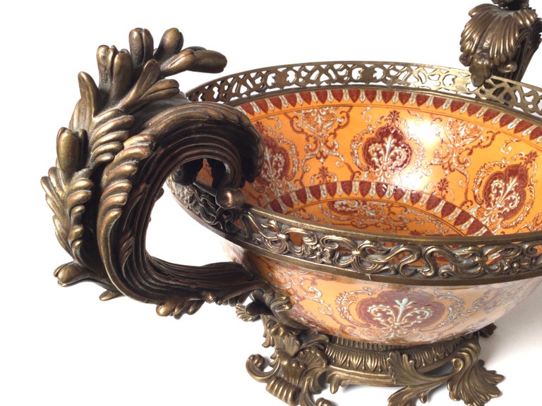 Cast Brass Mounted Chinese Porcelain Centerbowl For Sale at 1stDibs