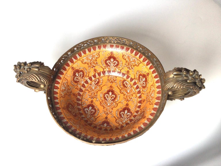 Cast Brass Mounted Chinese Porcelain Centerbowl For Sale at 1stDibs