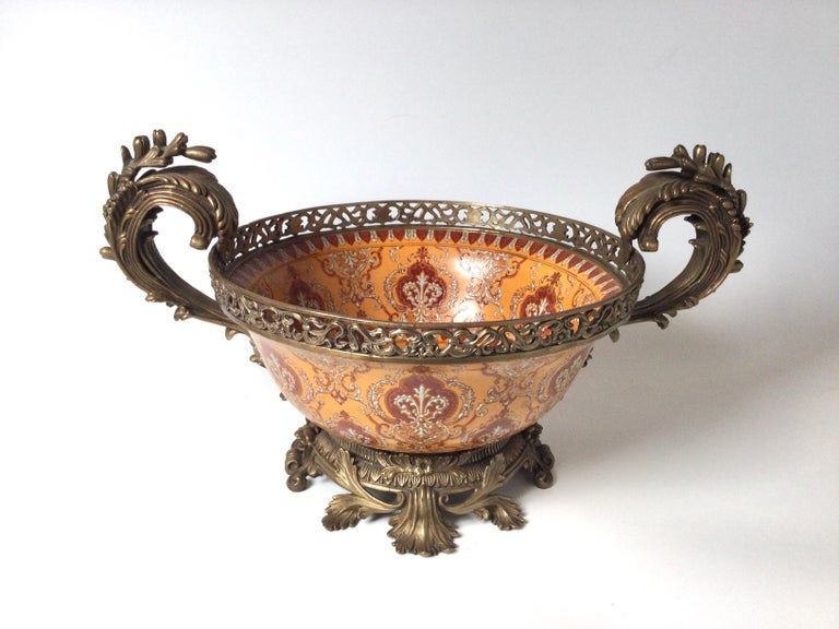 Cast Brass Mounted Chinese Porcelain Centerbowl For Sale at 1stDibs