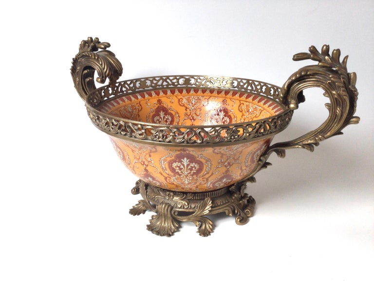 Cast Brass Mounted Chinese Porcelain Centerbowl For Sale at 1stDibs