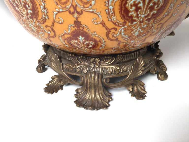 Cast Brass Mounted Chinese Porcelain Centerbowl For Sale at 1stDibs