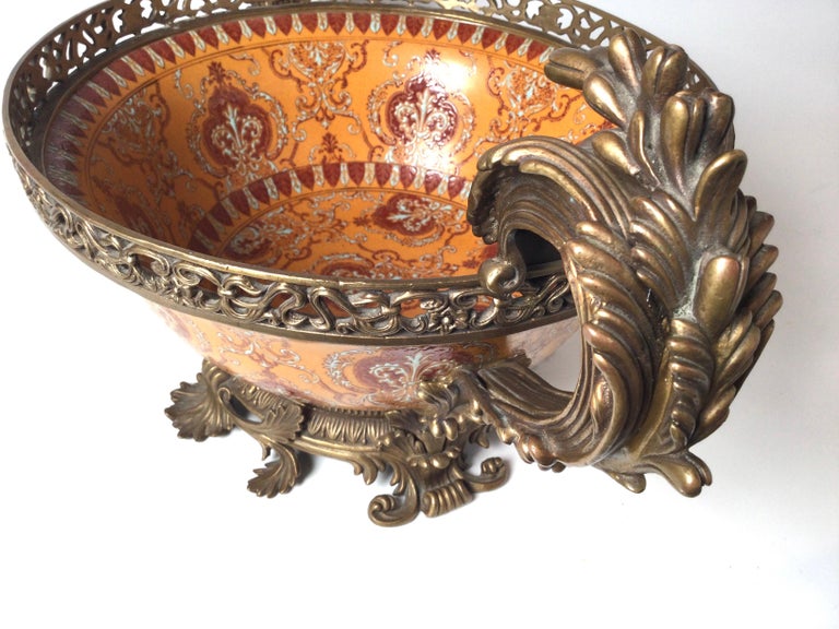 Cast Brass Mounted Chinese Porcelain Centerbowl For Sale at 1stDibs