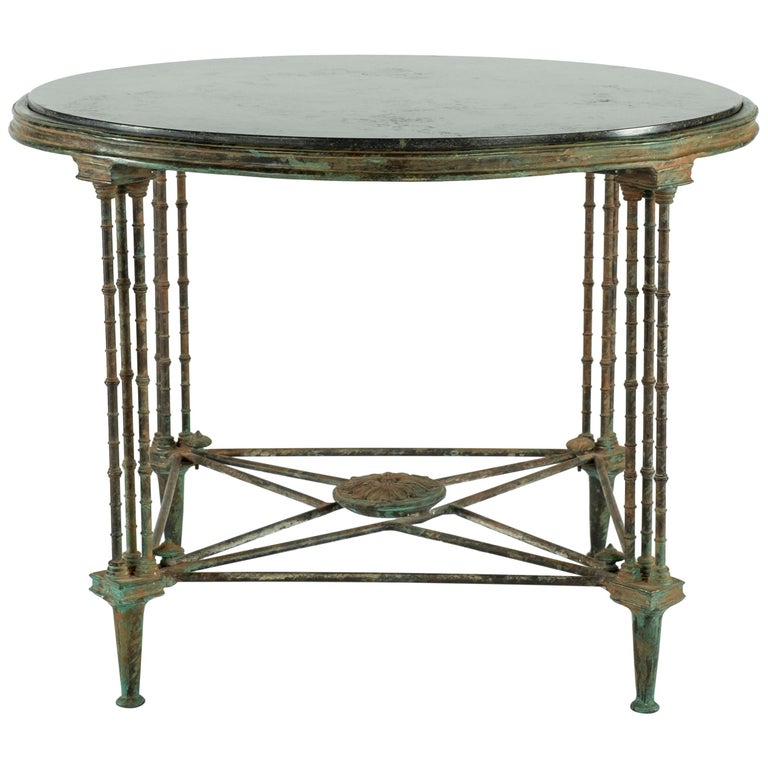 Cast Bronze and Stone Top Table at 1stDibs