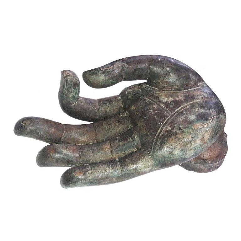 Cast Bronze Buddha Hand Sculpture, Mid-20th Century at 1stDibs