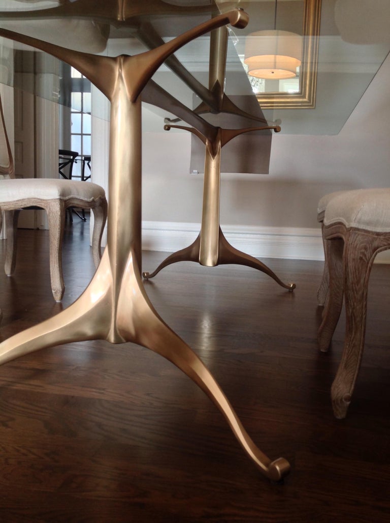 Cast Bronze Dining Table Pedestal Base with Optional Glass Top For Sale ...