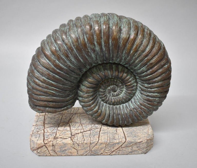 Cast Bronze Nautilus Shell Sculpture on Marble by Morgan Hill For Sale ...