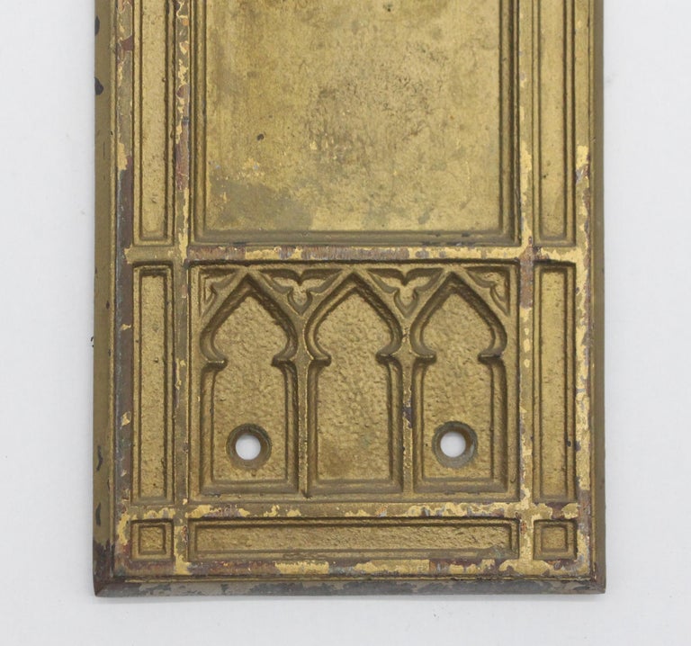Cast Bronze Gothic Door Push Plate with Gold Paint Made by Corbin For ...