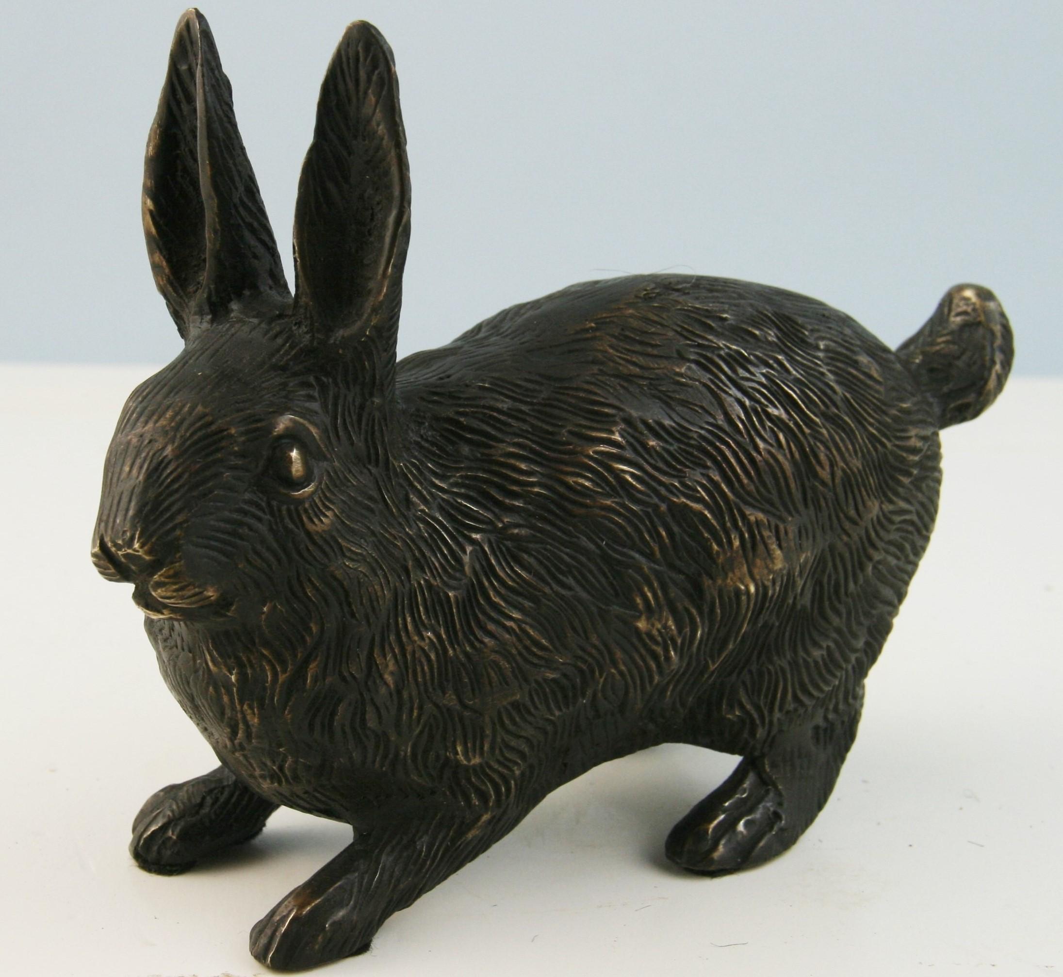 Japanese Cast Bronze Rabbit Sculpture at 1stDibs
