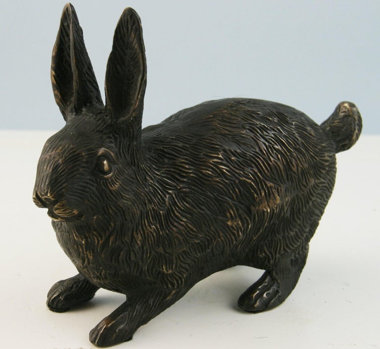 Japanese Cast Bronze Rabbit Sculpture at 1stDibs