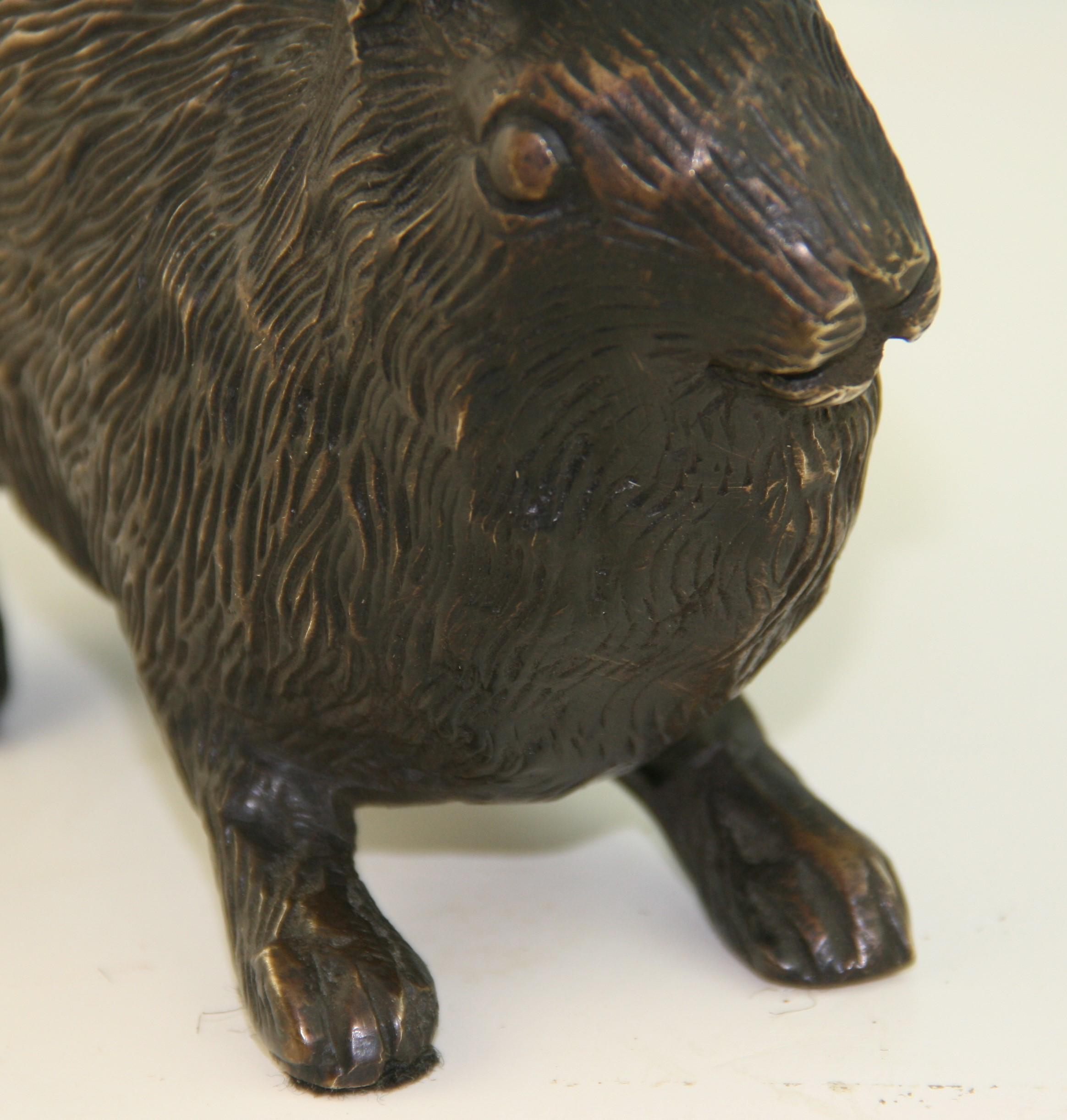 Japanese Cast Bronze Rabbit Sculpture at 1stDibs