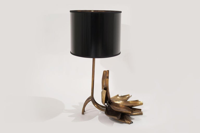 Cast Bronze "Water" Table Lamp For Sale at 1stDibs