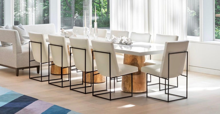 Cast Bronze Twin Pedestal Lacquered Modern Dining Table from Costantini ...