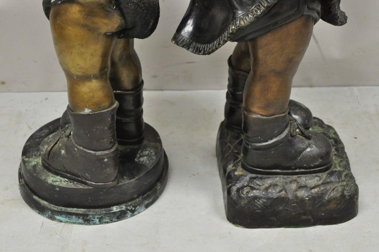 Cast Bronze Victorian Style Little Boy and Girl Statue Figure, a Pair ...