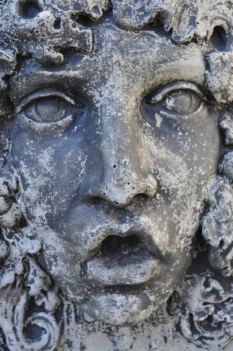 Cast Concrete Cement Figural Wall Hanging Bacchus Face Garden Sculpture ...