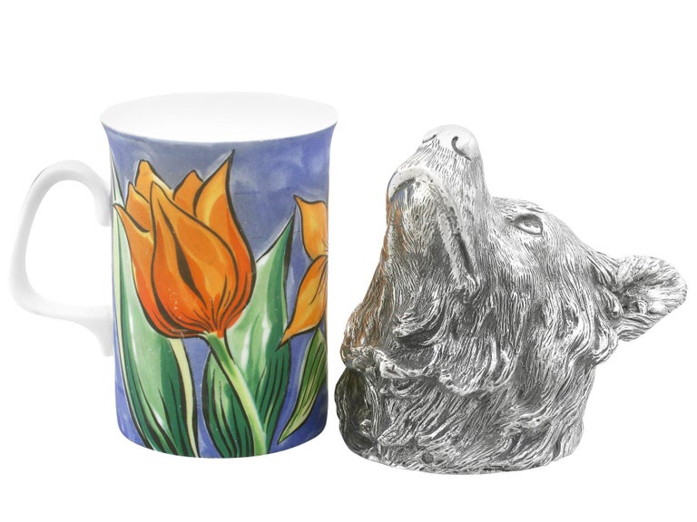 Cast English Sterling Silver Dog Stirrup Cup For Sale at 1stDibs