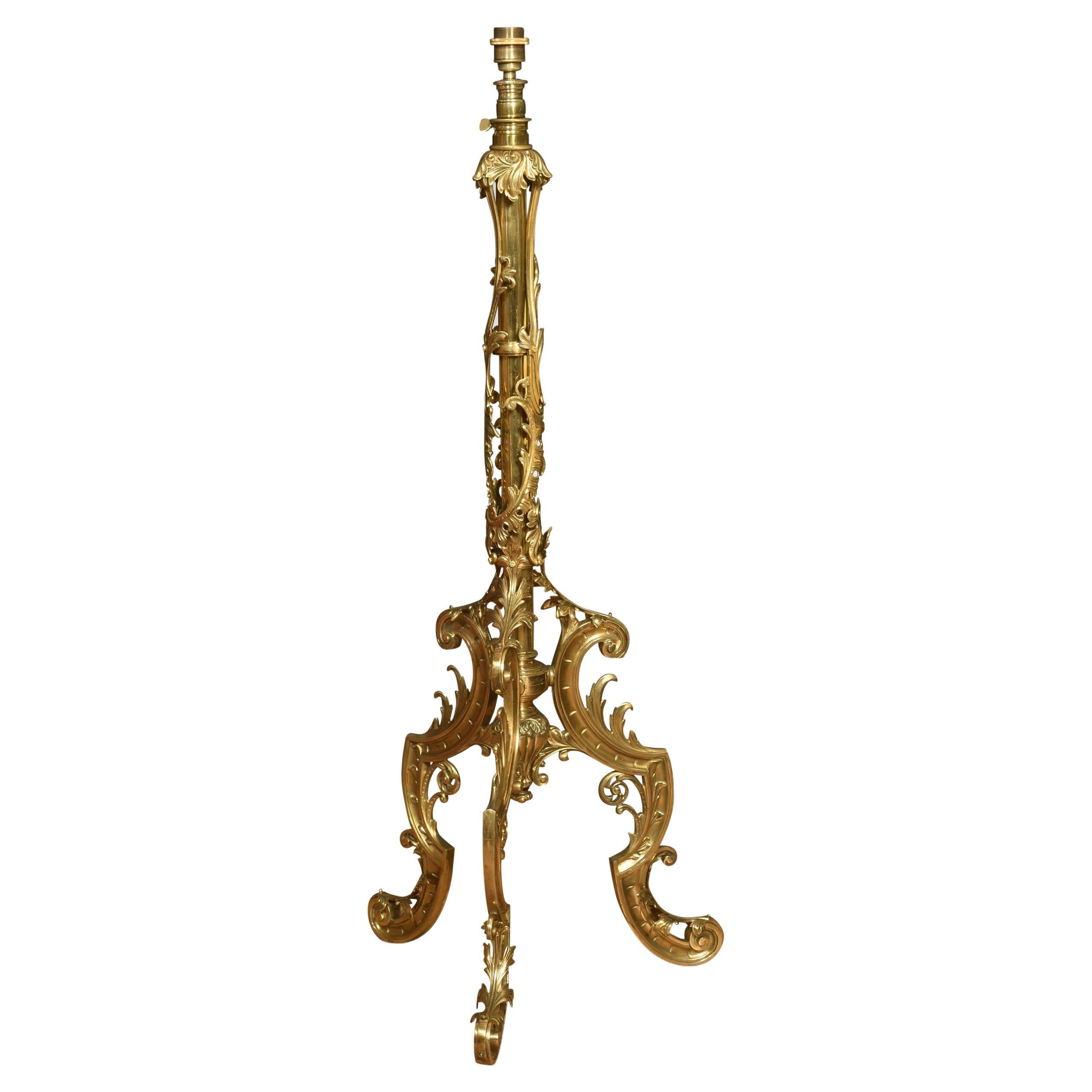 Vintage Industrial Antique French Cast Brass Standard Floor Lamp, circa ...