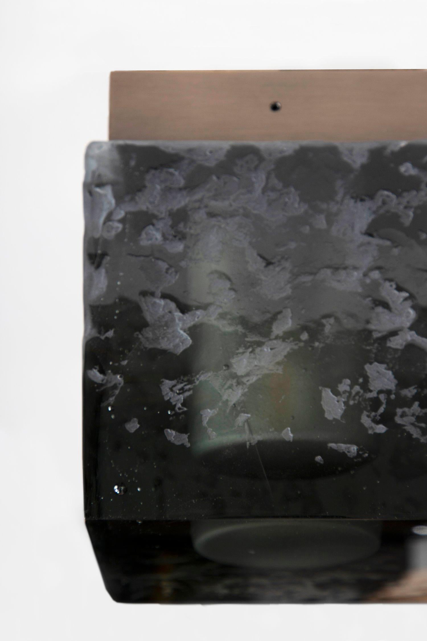 Cast Glass With Patinated Brass Ceiling Light, Nebula Grey by Garnier ...