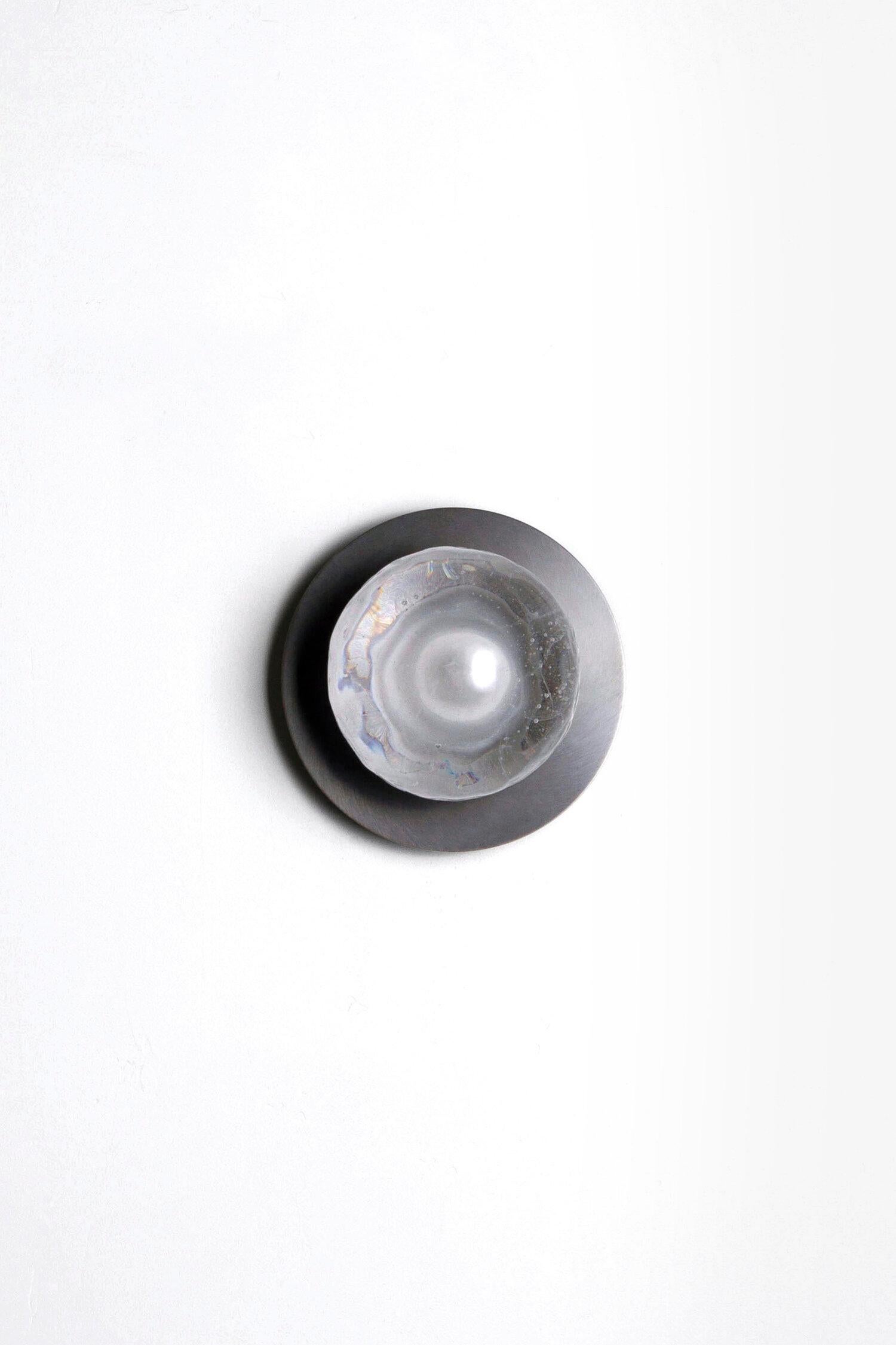 Cast Glass With Patinated Brass Wall Sconce, Iris White by Garnier ...