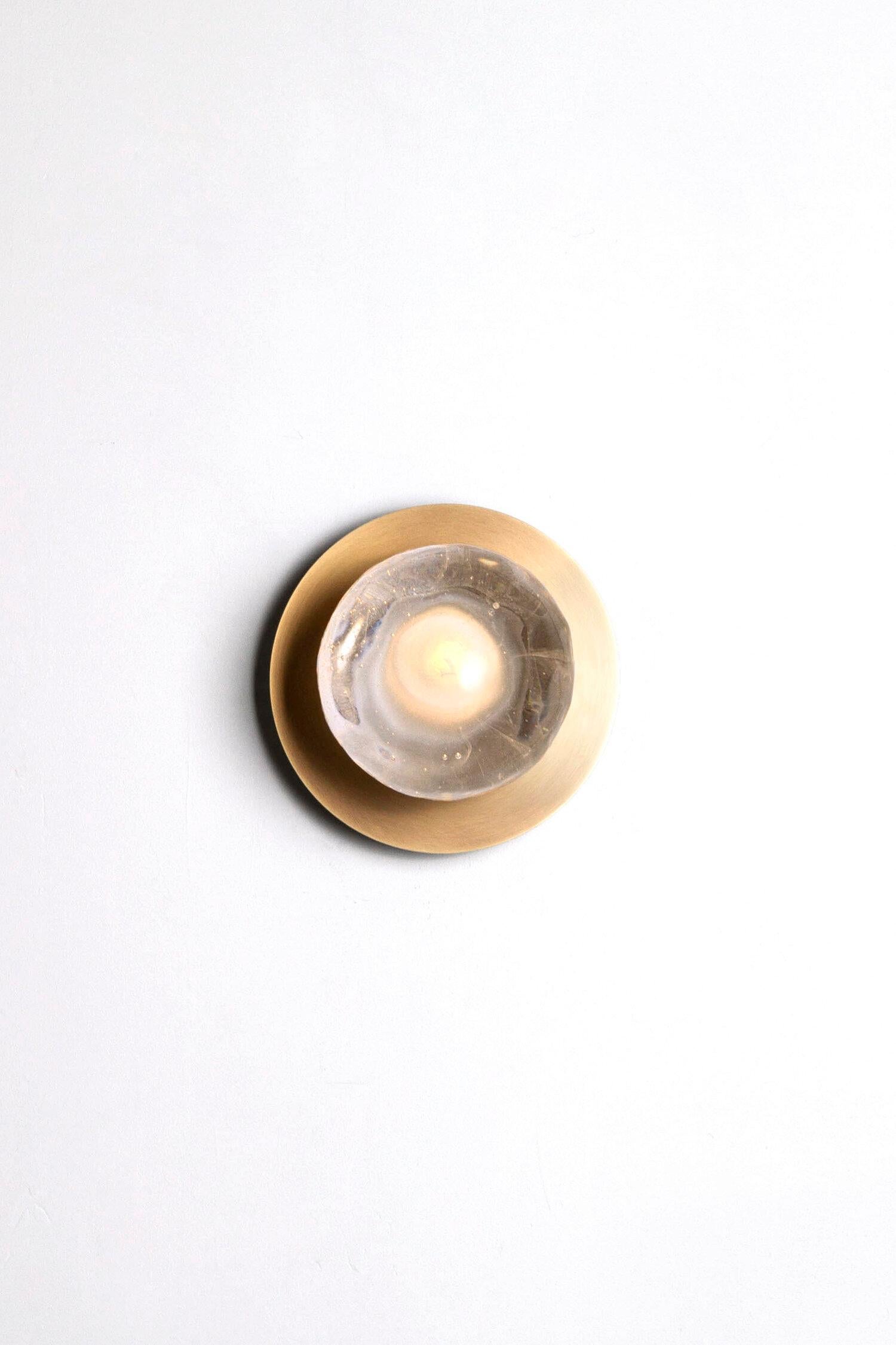 Cast Glass With Patinated Brass Wall Sconce, Iris White by Garnier ...