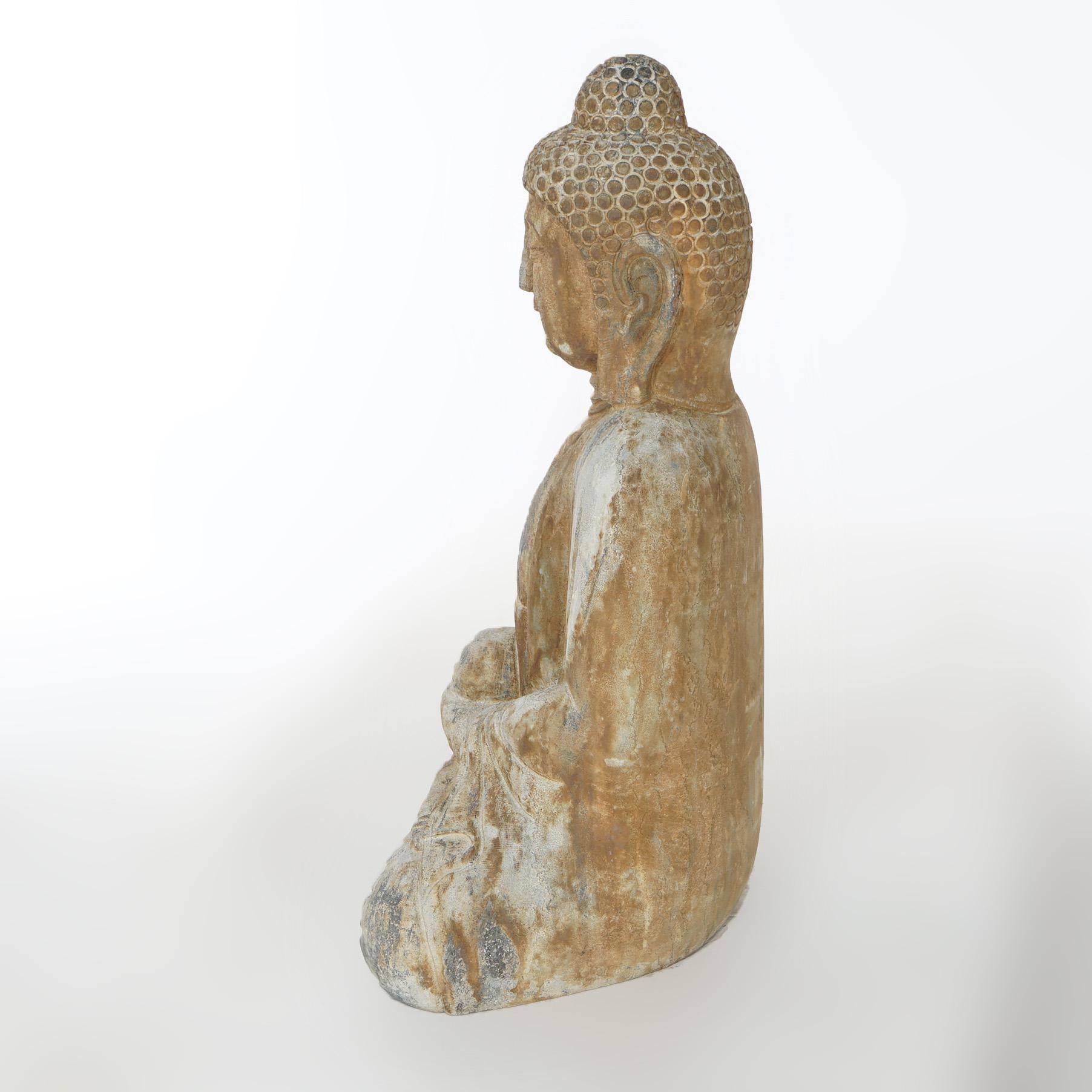 Cast Hard Stone Buddha Garden Statue For Sale at 1stDibs