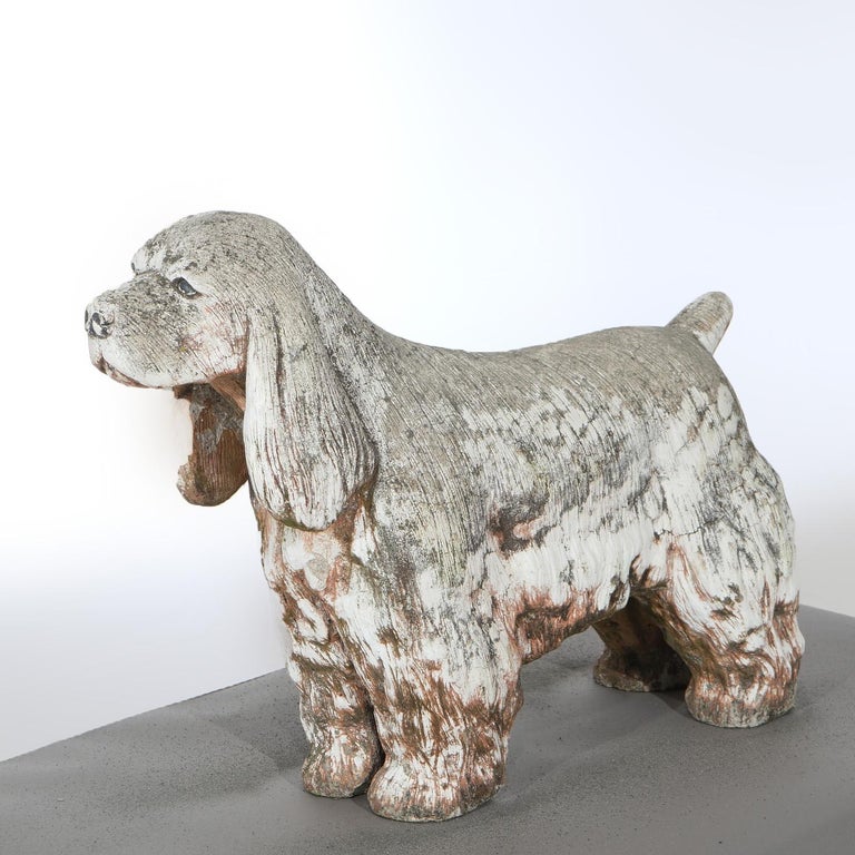 Cast Hard Stone Garden Statue of Dog, Cocker Spaniel, 20th Century For ...