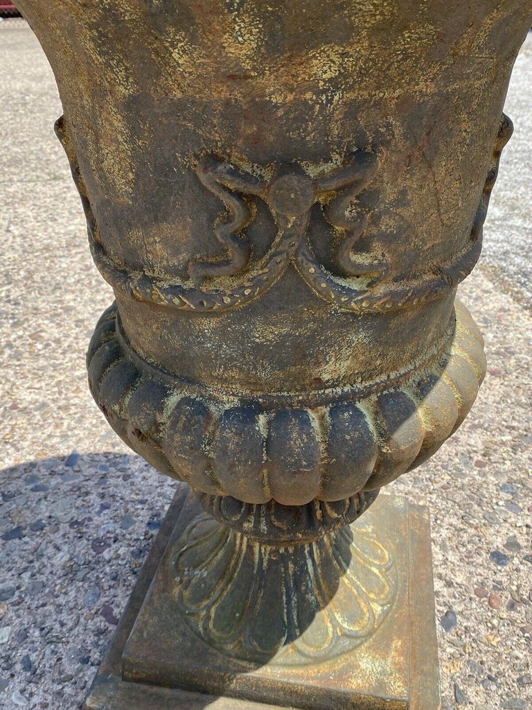 Cast Iron French Style Round Garden Campana Urn Outdoor Planter Pot For ...