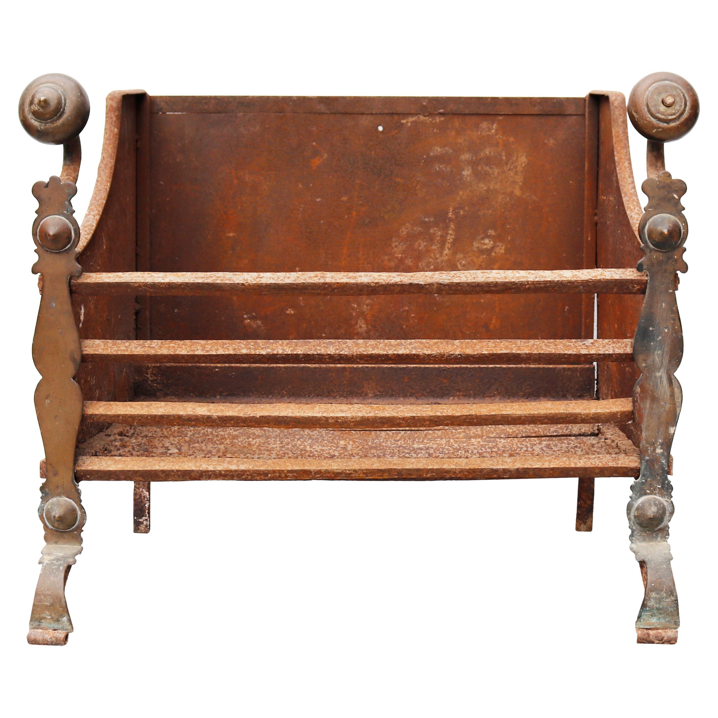 Antique Brazier Heating in Embossed Thick Brass Slab with Cast Bronze ...