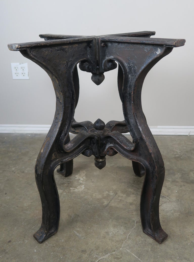 Cast Iron and Travertine Top Table at 1stDibs