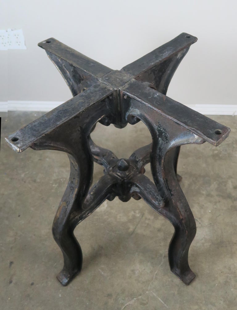 Cast Iron and Travertine Top Table at 1stDibs