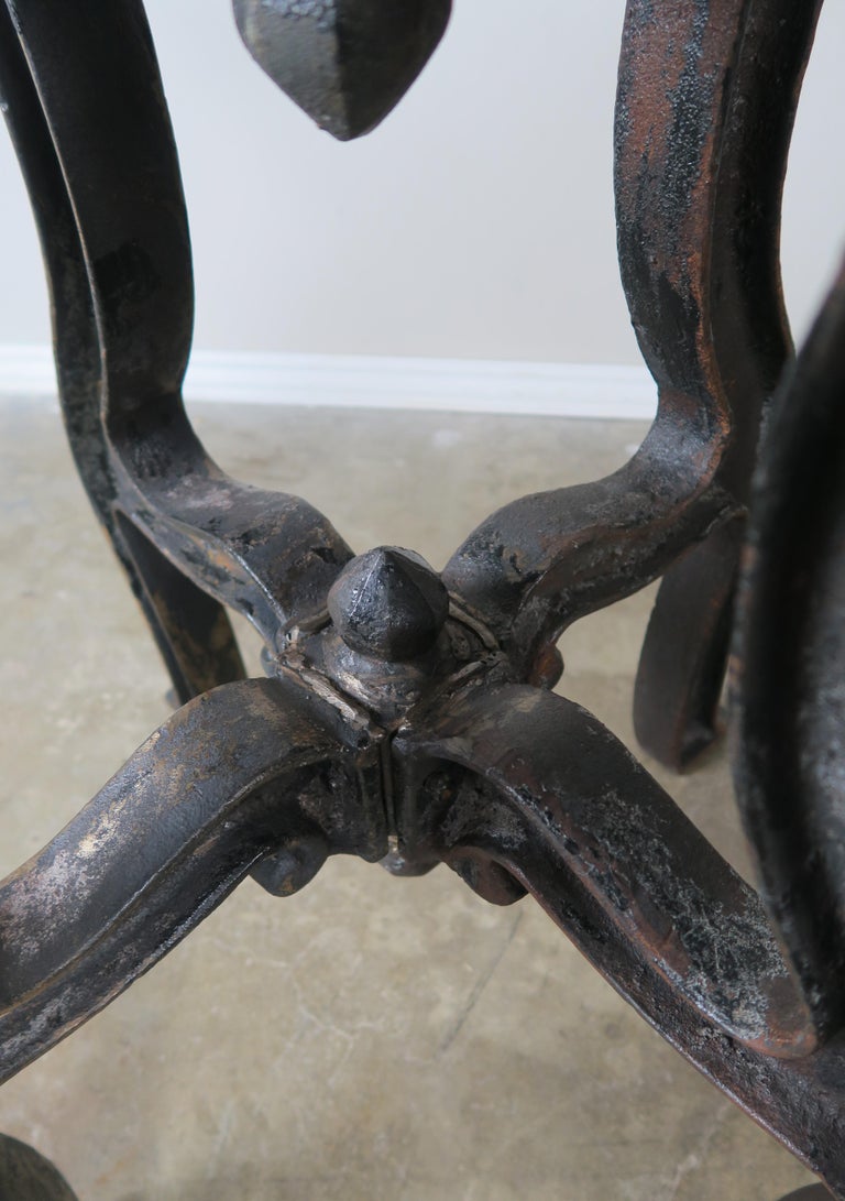 Cast Iron and Travertine Top Table at 1stDibs