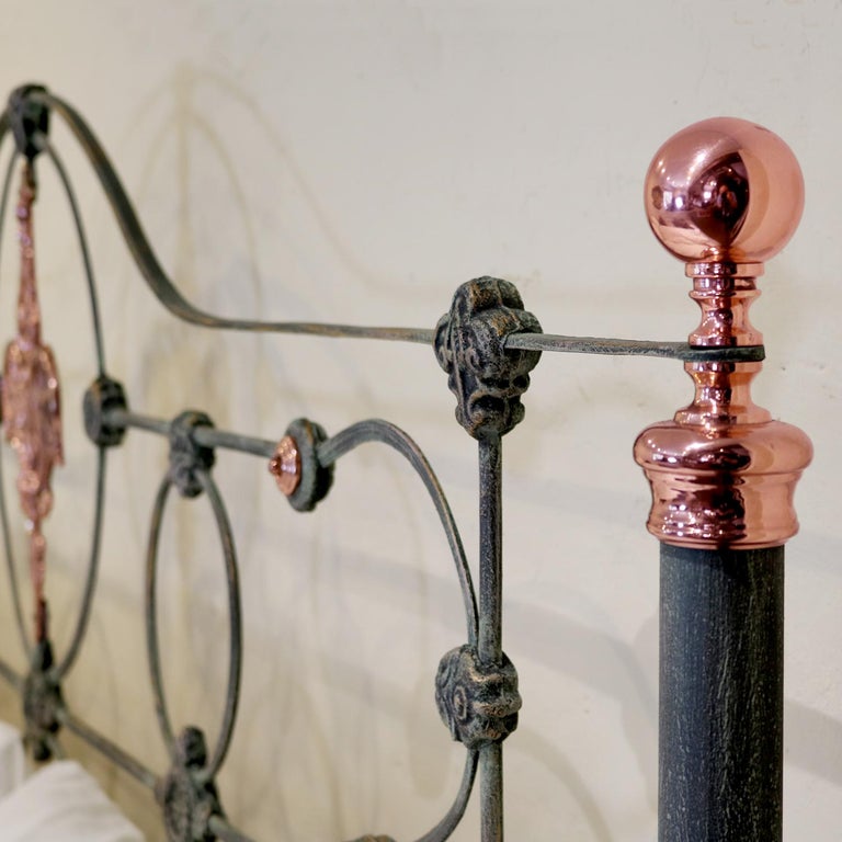 Cast Iron Antique Bed with Copper MSK68 at 1stDibs | copper bed for sale, copper bed frames