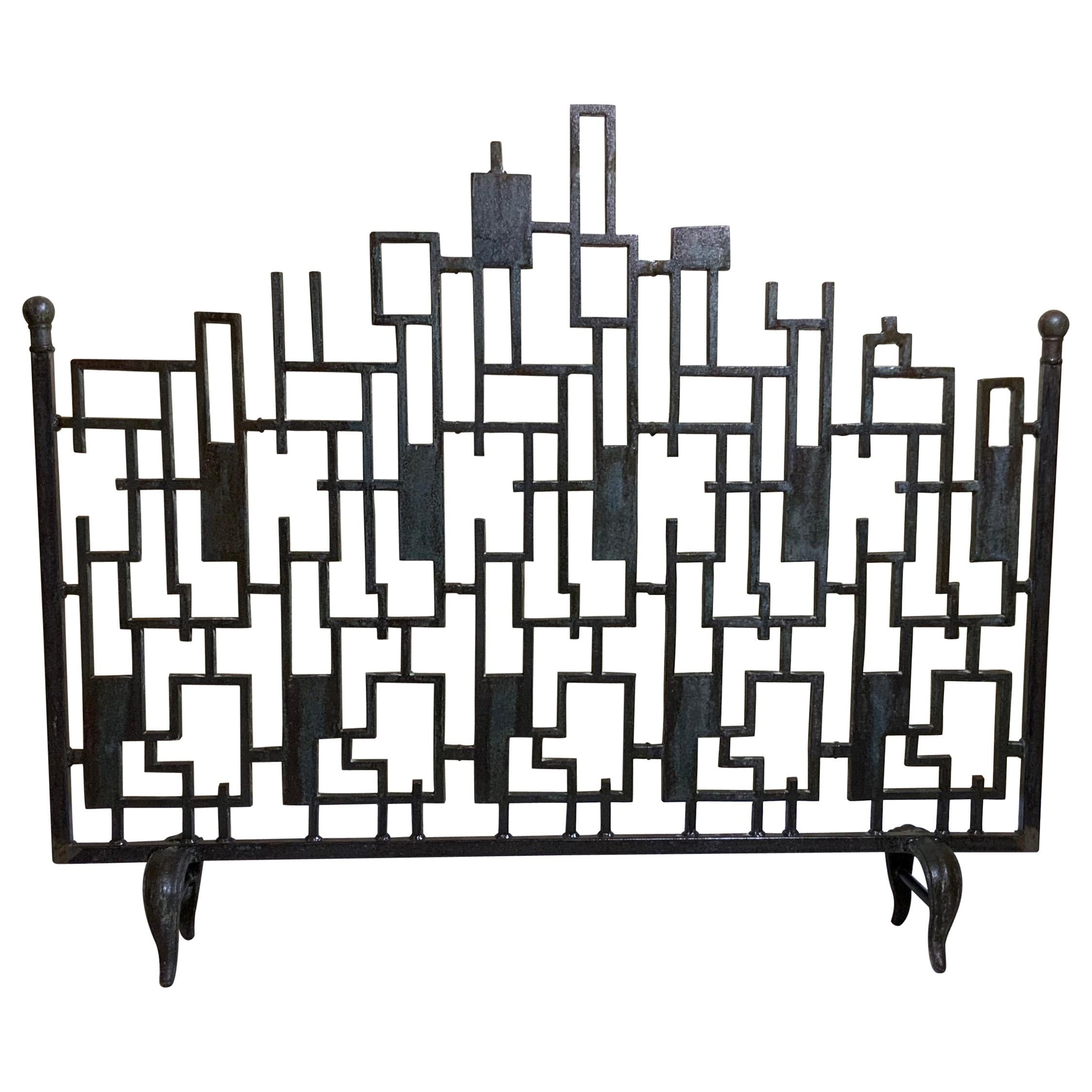 Cast Iron Cityscape Fireplace Screen at 1stDibs