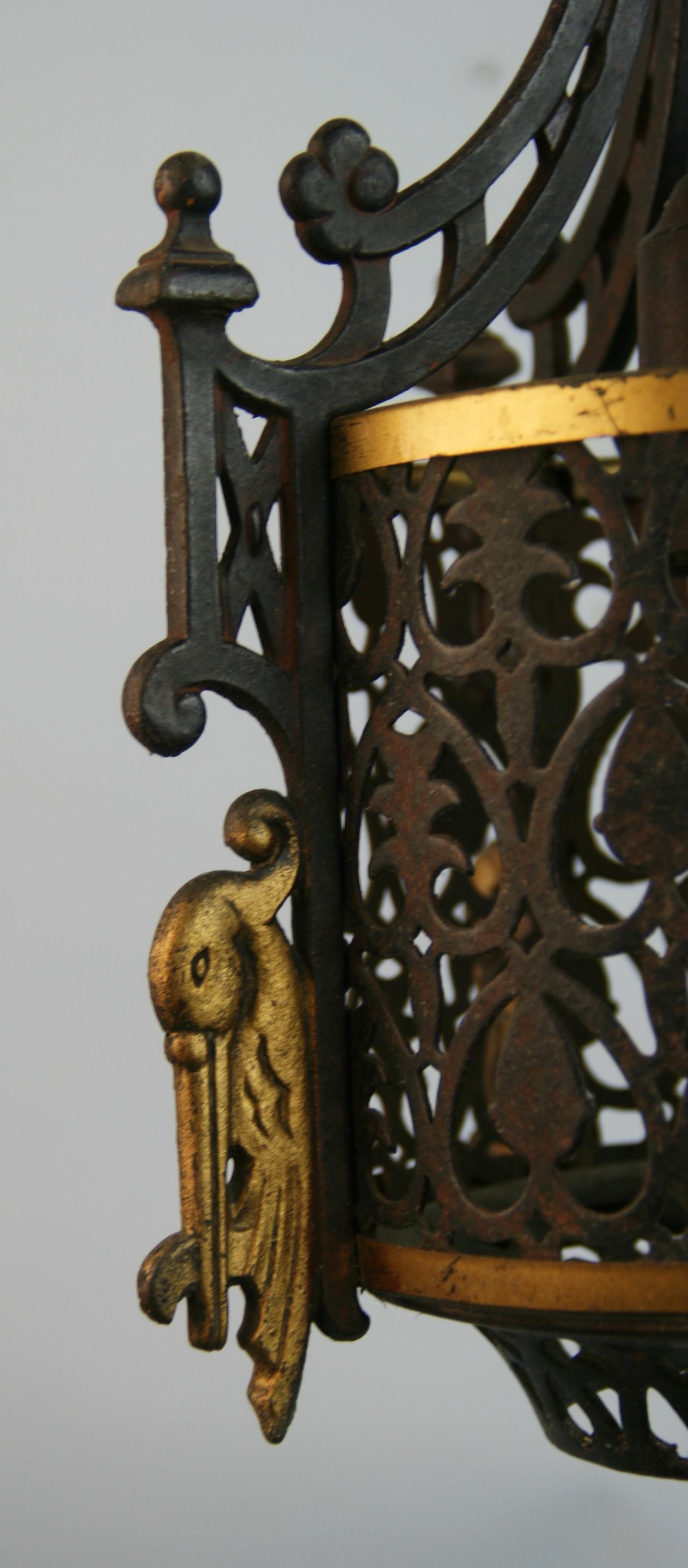 Cast Iron English Lantern with Griffon Detailing Circa 1920's at 1stDibs