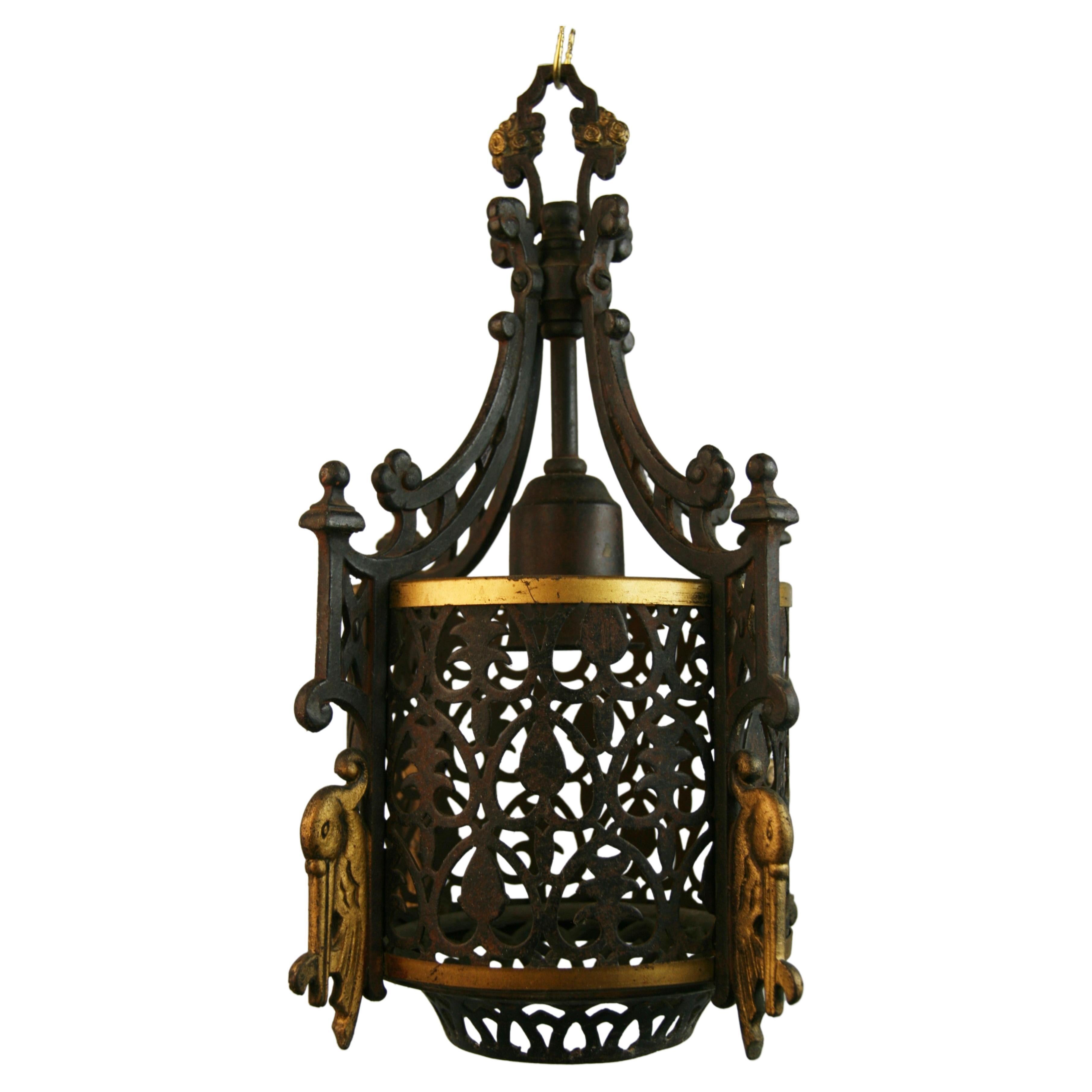 English Cast Glass Lantern Circa 1940's For Sale at 1stDibs