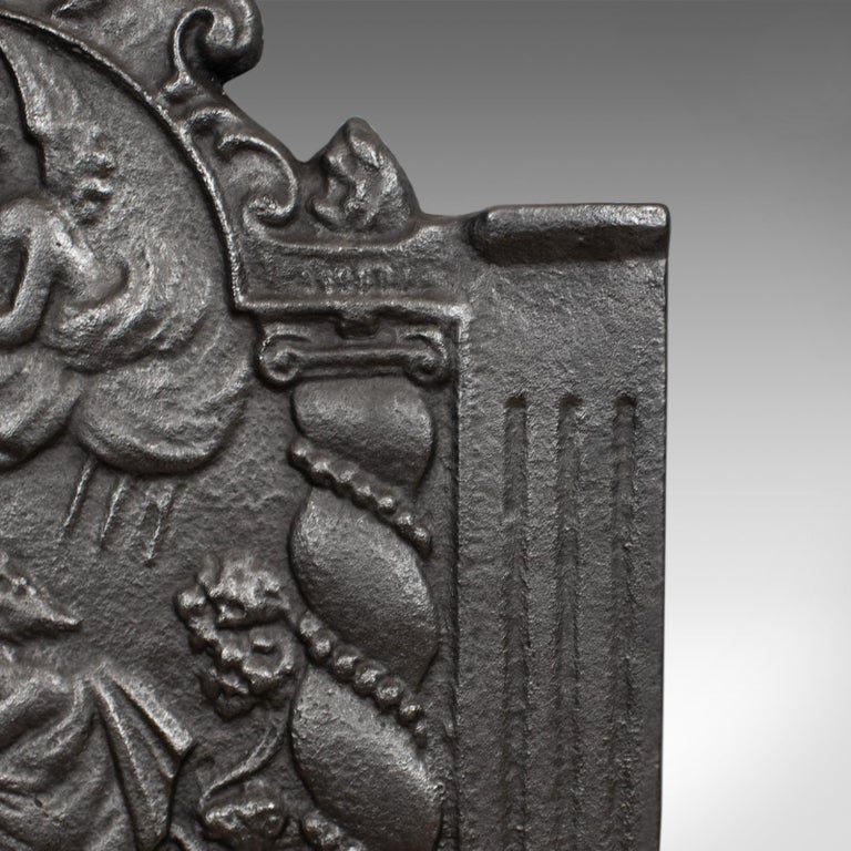 Cast Iron Fire Back, 17th Century Revival, Plate, Figures and Angel ...